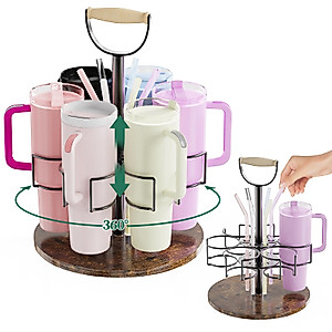 Water Bottle Organizer for Stanley 40 oz Tumbler with Handle, Straw Holder, Adjustable Height, 360° Rotatable Organizer for Stanley Cup Accessories, Kitchen Organizers and Storage for Stanley 30 oz