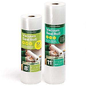 8" & 11" x 50' Vacuum Seal Bags Rolls (Combo Pack), Vacuum Seal Bags for Food Saver, Freezer, Microwave, and Boil Safe Vacuum Sealer Bags Rolls