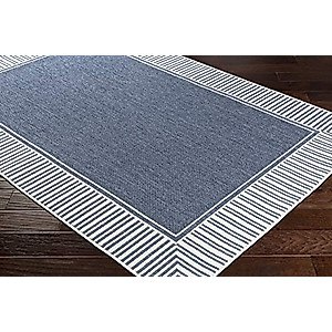 Artistic Weavers Hampshire Solid Border Outdoor Area Rug,8'10" Square,Denim
