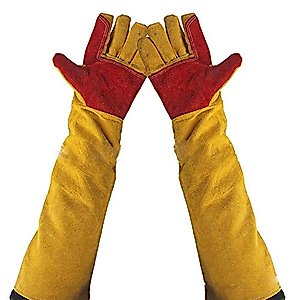 23.6" Inch Long Sleeves Welding Safety Gloves, Lined And Kevlar Stitching Welders Gauntlets Wood Burners Accessories Gloves, Heat Resistant Stove Fire And Barbecue Gloves, Gifts for Men Dad Husband