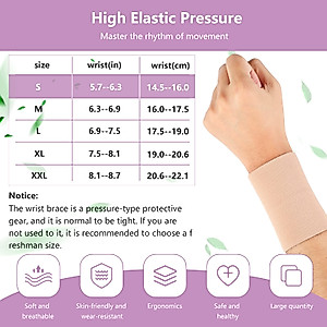 SATINIOR 2 Pairs Compression Wrist Sleeve Compression Wrist Brace Wrist Supports Wrist Wraps Elastic Wristbands for Men and Women Tennis, Tendonitis, Carpal Tunnel (Beige, Small)