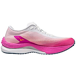 Mizuno Women's Wave Rebellion Flash Running Shoe, White/Silver, 8