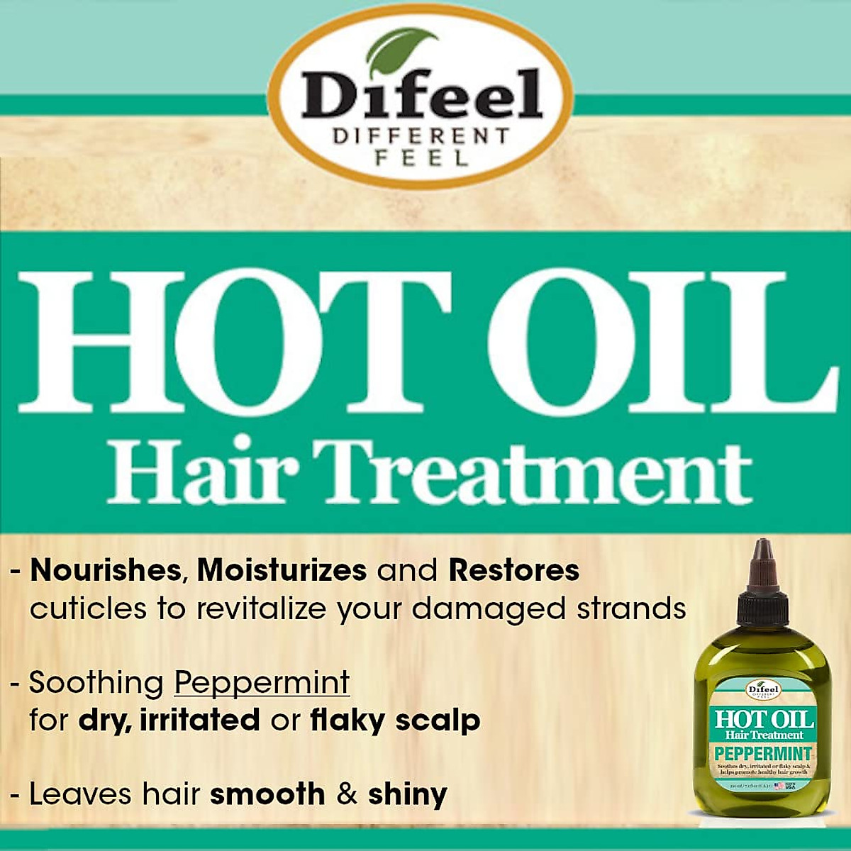 Difeel Peppermint Hot Oil Treatment for Dry, Irritated or Flaky Scalp - 7.1 oz Hair Treatment