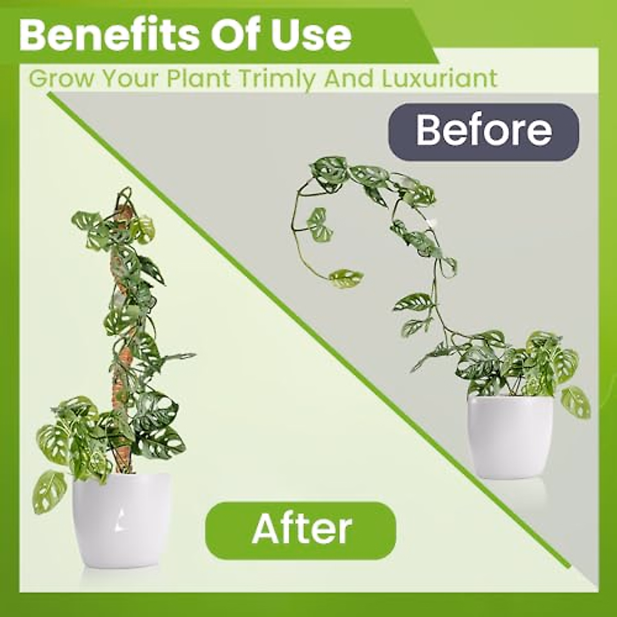 MGMH Coco Coir Moss Pole for Plants, 2 Sticks 25 Inch Bendable Plant Stakes Made of Real Coco Coir, Good for Climbing Plants Monstera and Other Creeper Plants Grow Upwards