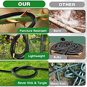 Expandable Garden Hose 100ft Durable Flexible 50 Layers Nano Rubber Lightweight No-Kink Water Pipe 10 Functions Spray Nozzle Water Hose 3/4'' Solid Brass Fittings Easy Storage for Outdoor Yard Black