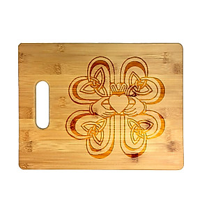 Irish Claddagh Ring w/Celtic Weave & Lucky Four Leaf Clover - Laser Engraved Bamboo Cutting Board - Wedding, Housewarming, Anniversary, Birthday, Father's Day, Gift