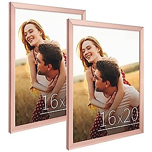 KSROECUD 16x20 Frames Set of 2 with High Definition Plexiglass, 16x20 Picture Frames for Wall, Rose Gold