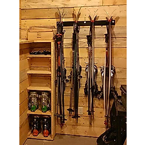 StoreYourBoard Ski Wall Storage Rack, Holds 8 Pairs, Steel Home and Garage Skis Mount