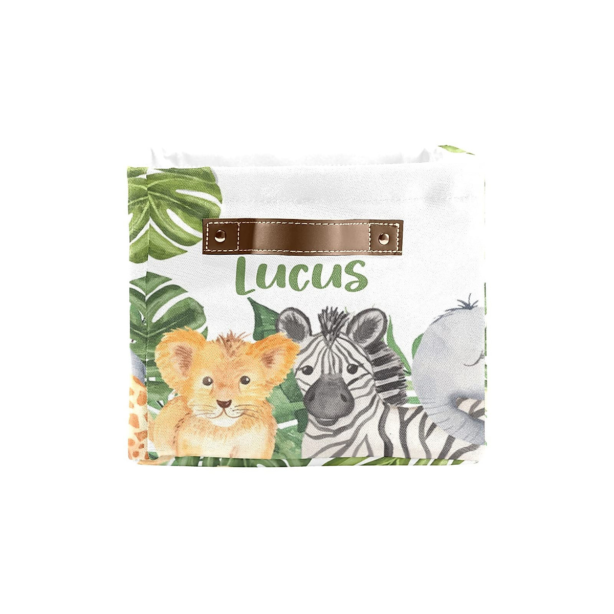 Deven Jungle Animal Forest Personalized Large Storage Baskets for Organizing Shelves with Handle,Closet Decorative Storage Bins for Bathroom,Nursery,Home 1 Pack