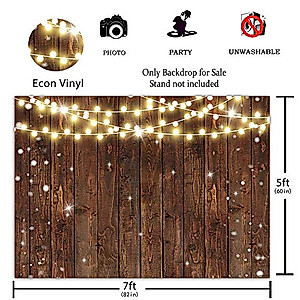 Funnytree 7x5FT Rustic Glitter Wood Photography Backdrop for Wedding Party Banner Birthday Bridal Shower I Do BBQ Baby Shower Background Photo Booth