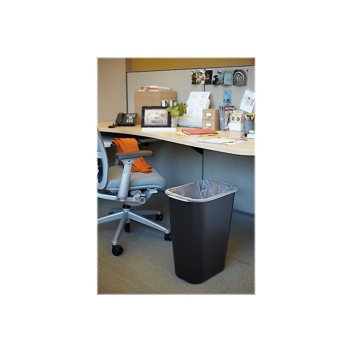 Rubbermaid Commercial 295700BK Deskside Plastic Wastebasket, Rectangular, 10 1/4 gal, Black (3)