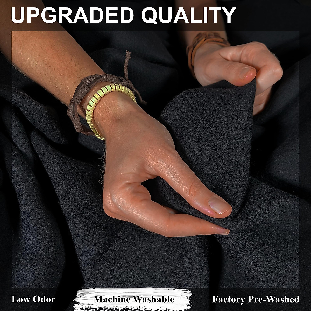 EKTOS 100% Wool Blanket, 90" x 66", Washable Wool Blanket, Survival Blankets Extreme Cold (Black, Twin Size)