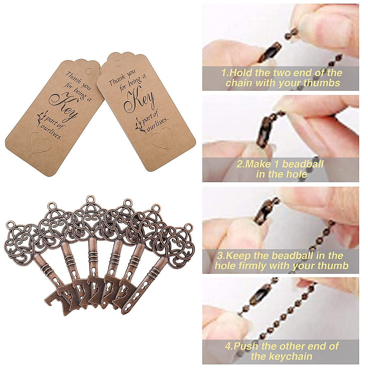 Xeternity-Made XMSound 100 PCS Key Bottle Opener, Wedding Favors Party Favors with Card Tag and Chain