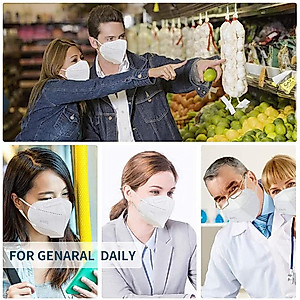 LEMENT 50PCS KN95 Face Mask 5 Layer Breathable with Elastic EarLoops Cup Dust Safety Masks(White,Black,Grey)