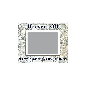 R and R Imports Hooven Ohio Souvenir Wooden Photo Frame Compass Coordinates Design Matted to 4 x 6
