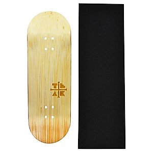 Teak Tuning Prolific Wooden Fingerboard Deck, Bamboo Samurai - 32mm x 97mm - Handmade, Pro Shape & Size - Five Plies Wood Veneer - Includes Prolific Foam Tape
