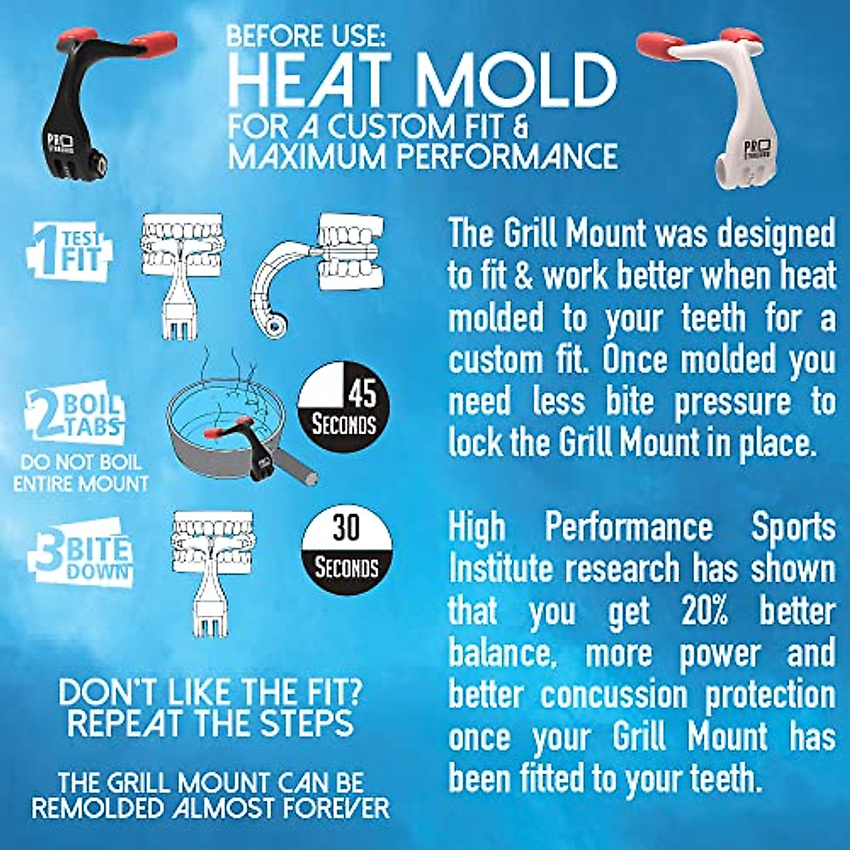 Pro Standard Grill Mount 3. 0 - The Best Mouth Mount Compatible with GoPro Cameras (Black)