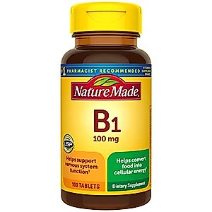 Nature Made Vitamin B1 100 mg, Dietary Supplement for Energy Metabolism Support, 100 Tablets, 100 Day Supply