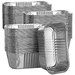 MOACOCK 100 Pack Aluminum Mini Loaf Baking Pans, 1 Lb Heavy Duty Disposable Loaf Pans, 6 x 3.5” Thick Foil Bread Pans for Baking Holiday Treats Food Storage and Takeout