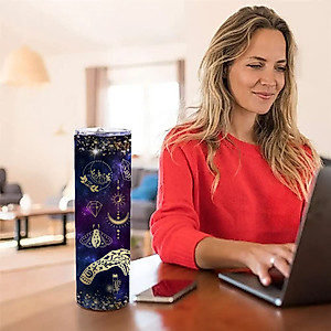 Gifts for Women Her Girls Friends Magic Witch Hand Insulated Skinny Tumblers Cup Coffee Mug with Lid 20oz Reusable Water Bottle for Hot & Cold Drinks Tea Cup Iced Coffee Thermos Travel Mug (Pack of 1)