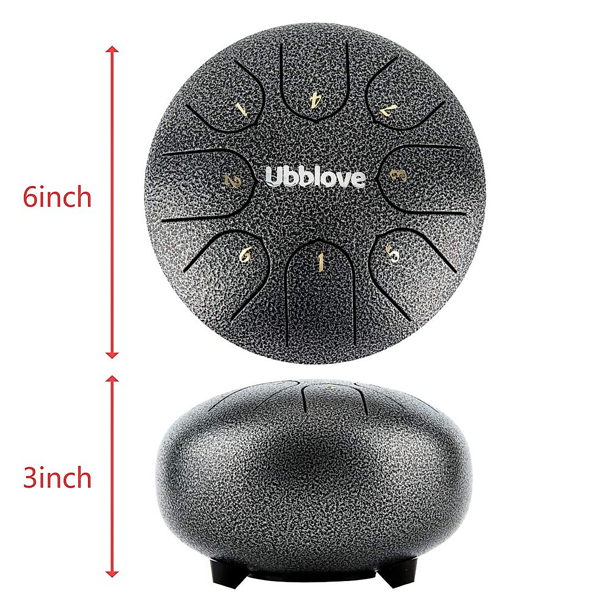 Ubblove Steel Tongue Drum for Kids: 8 Notes 6 Inches Key of C Metal Steel Drums Instrument with Bag for Meditation, Yoga, musical education, zen tone (Silver)