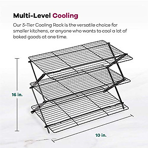 Wilton 3-Tier Folding Cooling Grid - Cool Dozens of Cookies or Treats on an Expandable Cooling Rack, Collapse for Easy Storage, 10 x 16-Inch