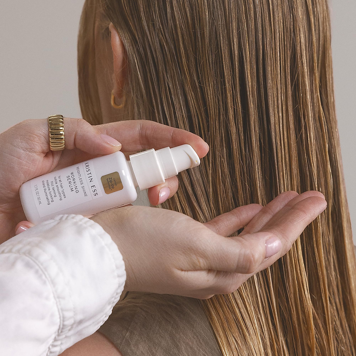 Kristin Ess Hair Weightless Shine Working Hair Serum for Dry Damaged Hair - Frizz Taming, Anti Breakage, Moisture Locking + Shine Enhancing - Color + Keratin Safe, 1.7 fl. oz.