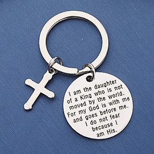 MYOSPARK I Am The Daughter Of A King Christian Keychain Religious Jewelry Inspirational Gift For Women Baptism Gift (Daughter Of A King Keychain)