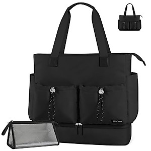 ETRONIK Weekender Bag for Women, Travel Duffel Bag with Shoes Compartment, Carry on Bags Fit 15.6" Laptop, Personal Item Bag for Airplanes, Sport Duffel Bag Overnight Bag with Toiletry Bag, Black