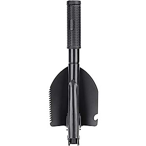 BARSKA AF13292 Foldable Metal Shovel with Pick, Compass, and Bag for Camping, Gardening, Metal Detecting, etc, Black, One Size
