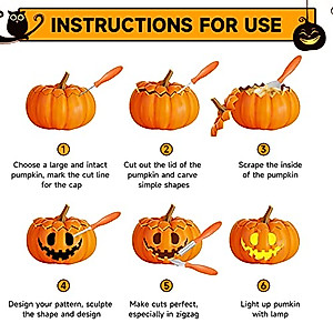 Kalafun Pumpkin Carving Kit, Pumpkin Carving Tools Halloween Heavy Duty Stainless Steel Pumpkin Carving Set 6 pcs