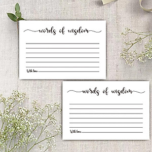 50 Words of Wisdom Card, Blank Advice Cards, for Bridal or Baby Shower Party Games, Mr and Mrs Bride Groom, Graduation (4" x 6")