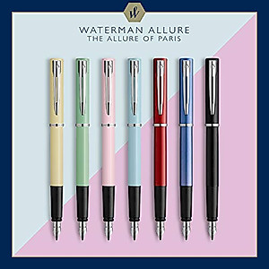 Waterman Allure Fountain Pen, Blue Lacquer, Fine Nib, Blue Ink, Gift Box