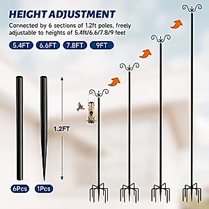 Kalafun Outdoor String Light Poles Stand - 2 Pack Poles for Hanging Outside String Lights - 9 FT Adjustable Metal String Light Pole Stakes with Hooks for Patio Fence Garden Deck Bistro Backyard