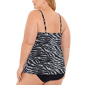 Swim Solutions Women's Plus Size Flyaway Tummy-Control Fauxkini One-Piece Swimsuit (Black, 20W)