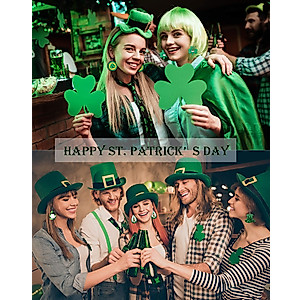 Honsny 24 Pairs St Patrick's Day Easter Earrings for Women Faux Leather Teardrop Dangle Earrings Set Clover Green Hat Easter Egg Dangle Earrings Jewelry for Women Drop Earrings