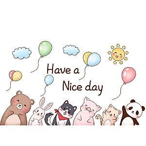 Animal Wall Sticker DIY Art Decal Cartoon Self-Adhesive Wallpaper Mural Decorate for Living Room TV Sofa Background Bedroom Kids Room Nursery