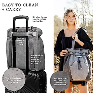 Petunia Pickle Bottom Cinch Convertible Backpack - Baby Bag - Baby Diaper Bag for Parents - Baby Backpack Diaper Bag - Stylish, Spacious, Secure Backpack for Busy Modern Moms & Dads - Pewter