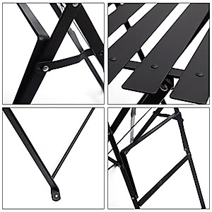 HollyHOME Patio Premium Steel Bistro Chair, Set of 2, 44"(H) Counter Pub Bar Stool, Accent Camp Folding High Chair, Anti-Rust Outdoor&Indoor Garden Furniture for Party, Porch, Black