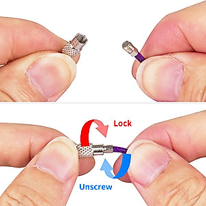 Cuttte 14PCS Key Ring Keychain - 4.7 Inches Stainless Steel Wire Key Rings for Key Chain Rings, 2mm Coated Keychain Cable Threaded Heavy Duty Luggage Tag Loops Dog Tag Ring for Collar