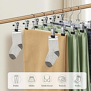 HWAJAN Pants Hangers with Clips 30 Pack Adjustable Skirt Hangers for Women Non-Slip Trousers Hanger for Jeans Clothes Hangers for Pants Heavy Duty Space Saving Shorts Hangers,Black,12Inch