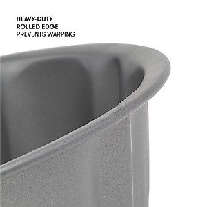 Cooking Light Heavy Duty Nonstick Bakeware Carbon Steel Fluted Tube Bundt Pan with Quick Release Coating, Manufactured without PFOA, Dishwasher Safe, Oven Safe, 9-Inch, Gray