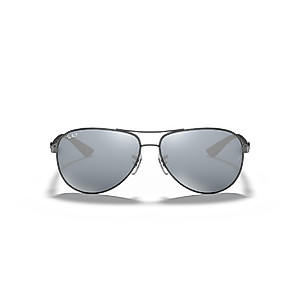 Ray-Ban Men's RB8313 Carbon Fiber Aviator Sunglasses, Gunmetal/Polarized Blue Mirrored Silver, 58 mm
