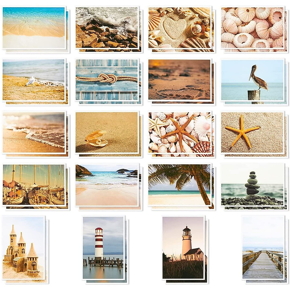 Best Paper Greetings 40 Pack Bulk Nautical Beach Seaside Postcards From Around the World for Mailing, 20 Assorted Designs (4 x 6 In)