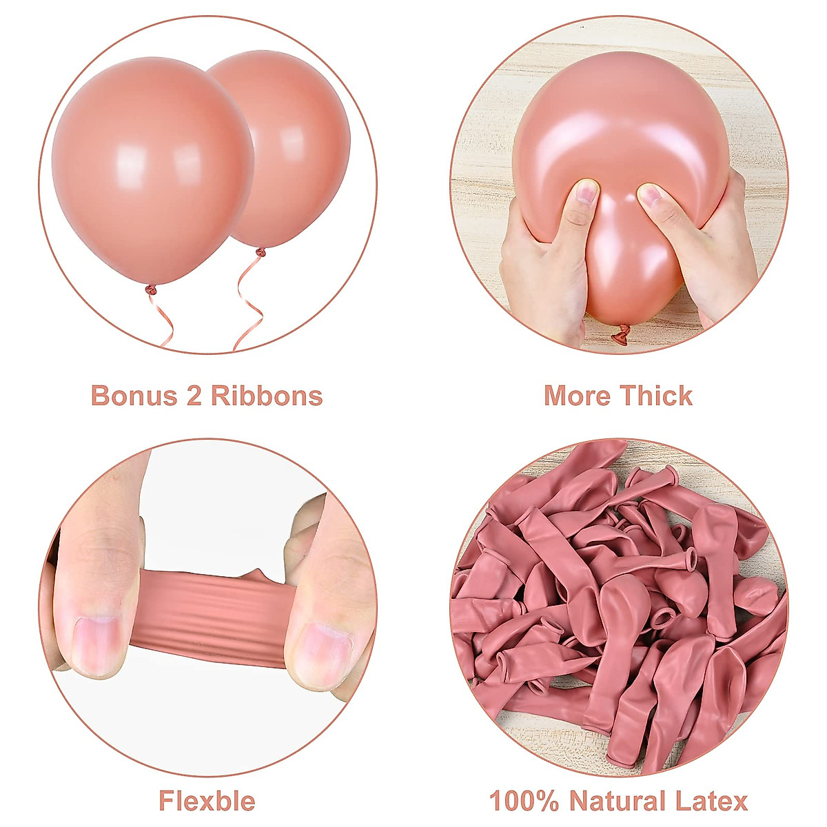 Dusty Rose Balloons Different Sizes, 105Pcs Dusty Pink Balloon Garland Arch Kit 18 12 10 5Inch Latex Wedding Mauve Balloon, Engagement Birthday Baby Shower Bride Anniversary Gender Reveal Party Decor