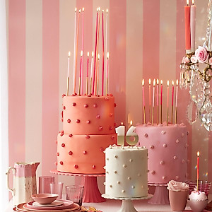 Meri Meri Gold Dipped Birthday Candles for Cake (Pack of 16), 7.25" Tall, Unscented Meri Meri Candles, Gold Birthday Candles