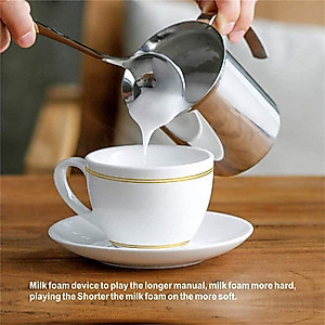 Sindh Stainless Steel Manual Milk Frother, Hand Pump Milk Foamer with Filter Screen for Cappuccino Coffee Latte Hot Chocolate, 14-Ounce Capacity (400ml)