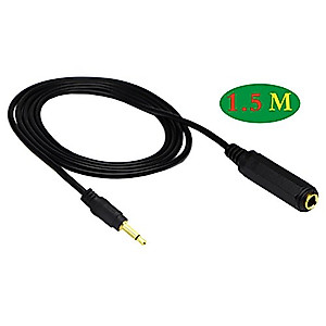 zdyCGTime Golden Plated 3.5mm Mono 1/8 inch Audio Male to 6.35mm 1/4 inch Female Jack Converter Cable Cord Adapter (1.5M/5 Feet)
