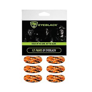 GB Eyeblack - 12 Pairs Peel & Stick Athletic Eyeblack Glare Blockers Colored Camo Orange Eye Black Strips (Orange Camo)