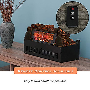 LOKATSE HOME 23" Electric Fireplace Insert Log, Remote Control Heater with Realistic Ember Bed, Black